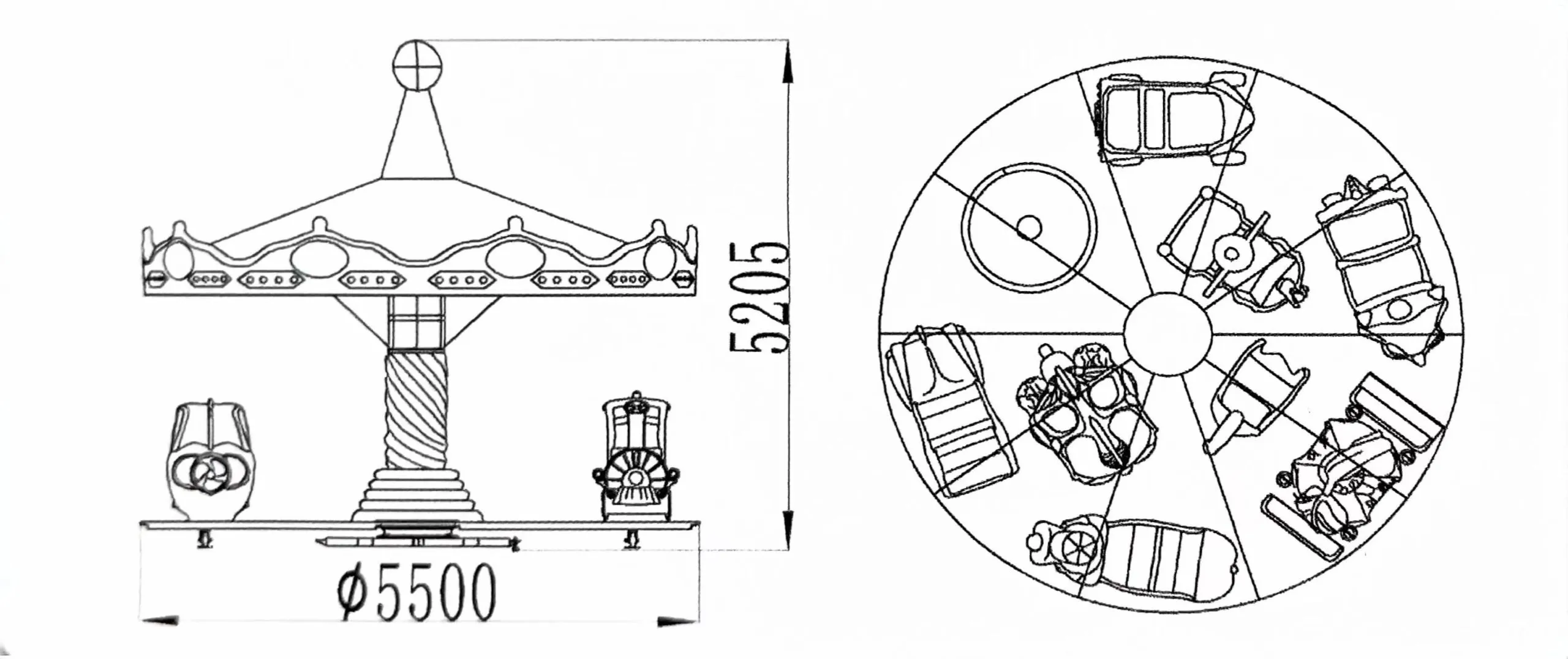 Happy World Carousel Ride Without Roof - Wanle